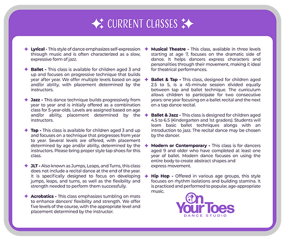 Classes Details | On Your Toes Dance